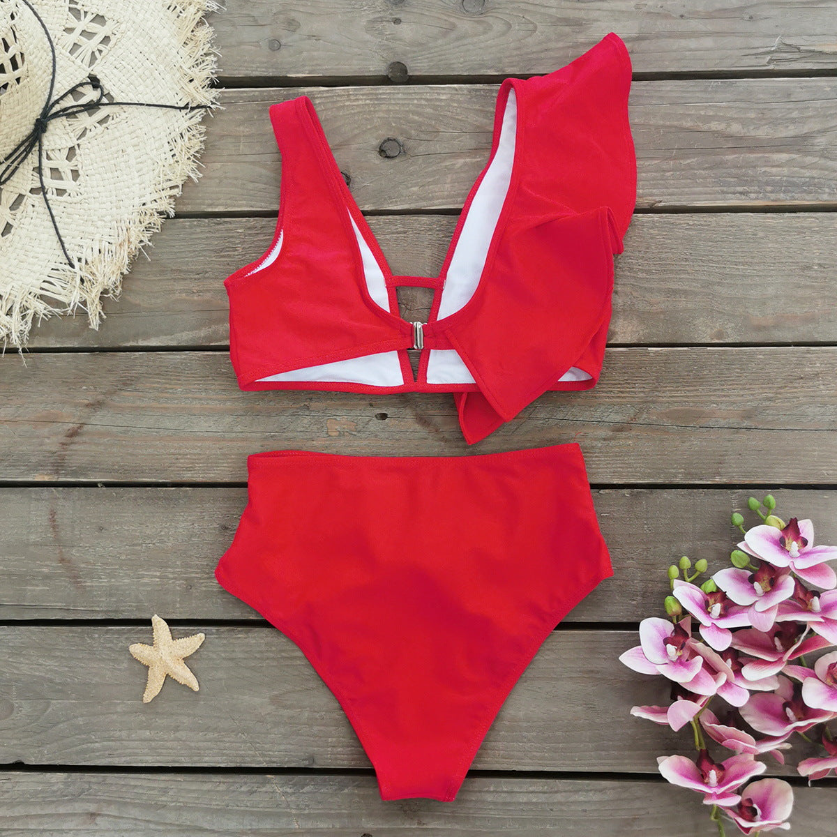 Bruna cut out red – bknswimwear